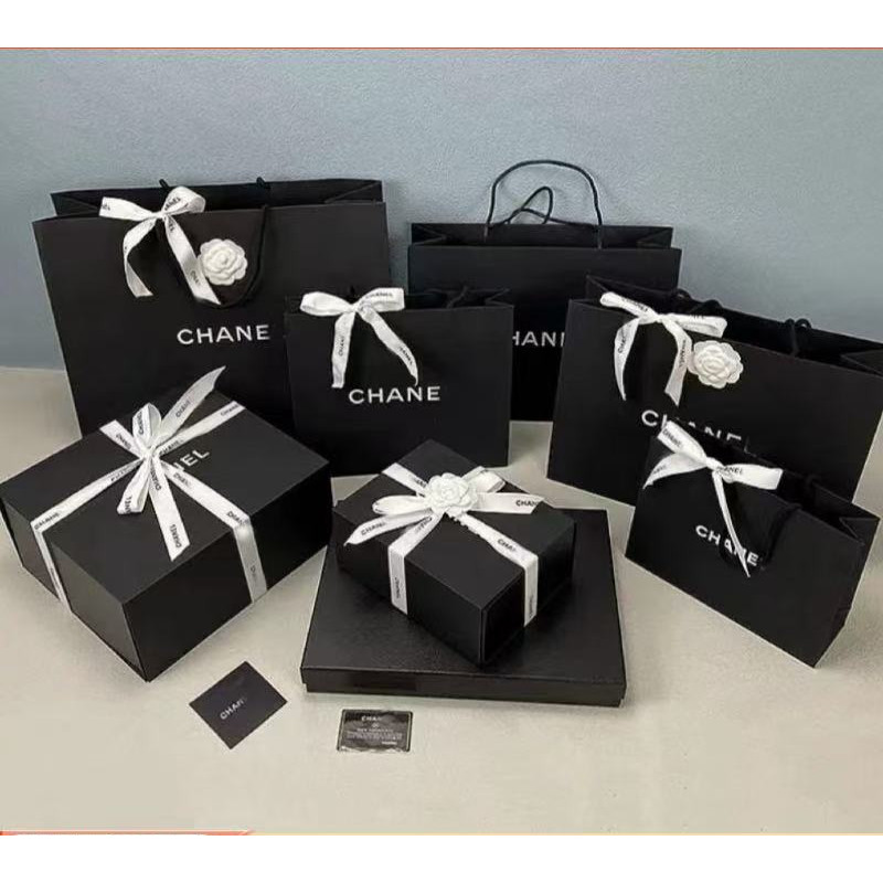 CHANE Chanel Packaging Box Black Paper Bag Scarf Clothing Box Gift Bag ...