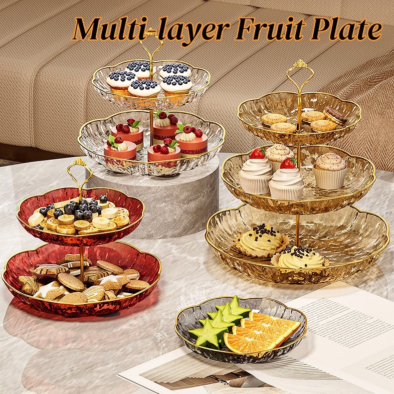 Yo-Fun Multi layer fruit tray home coffee table Fruit Cake Tray high ...