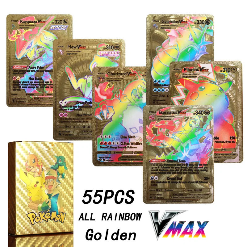 New 27-55PCS Pokemon Colorful Foil Card Charizard Pikachu Arceus Silver ...