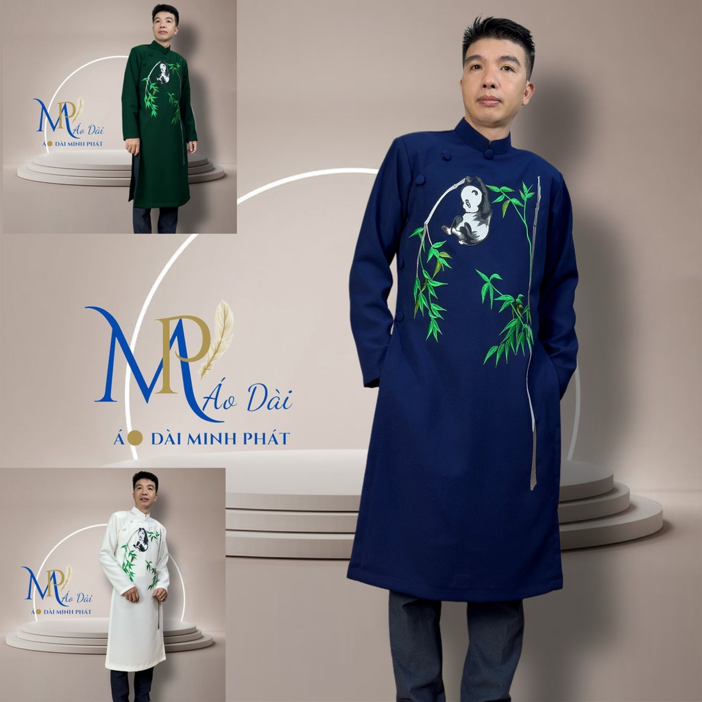 Modern Ao Dai for Men High Quality Vintec Snow and Rain Fabric with ...