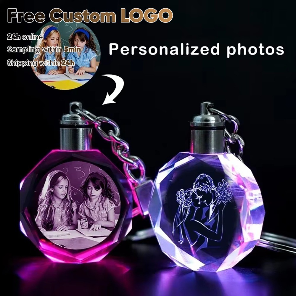1PCS Free Personalized Gift Glow Keychain Gift with LED Light Love ...