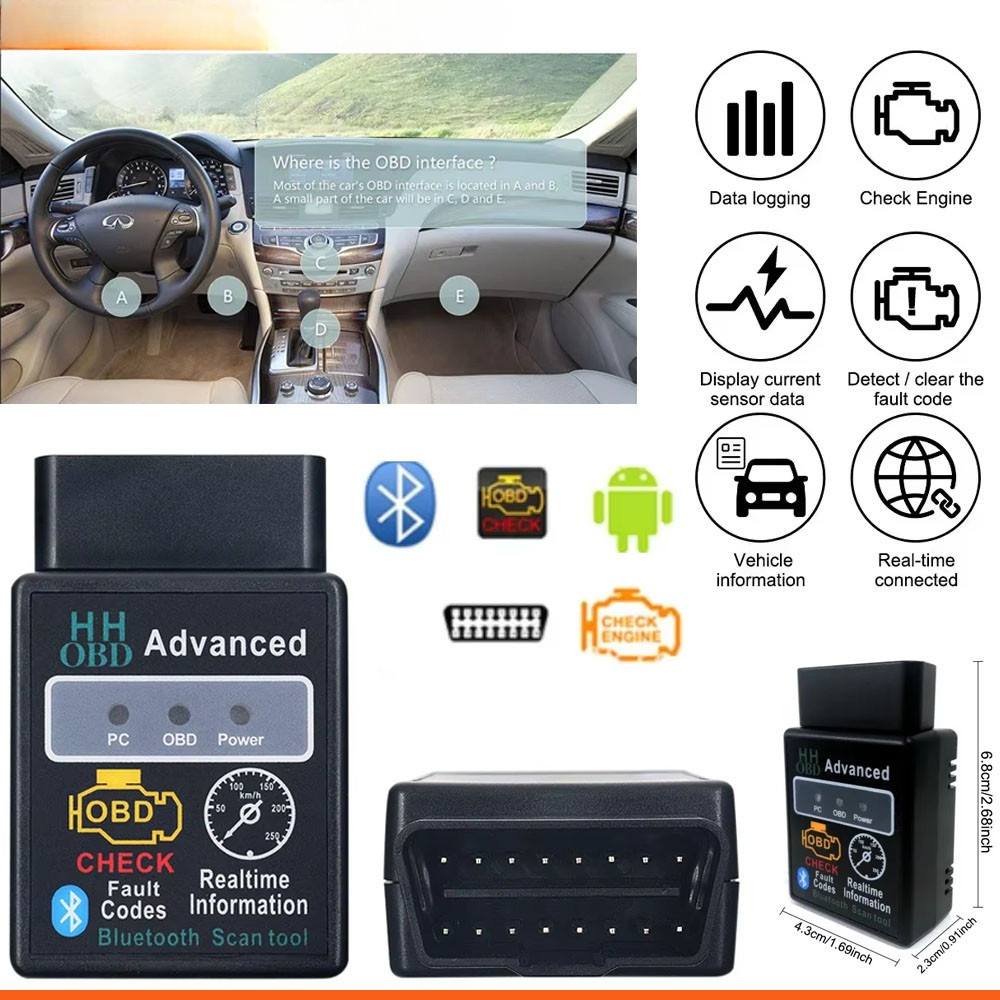 Bluetooth Car Code Reader Scanner Fault Detector Check Engine ...