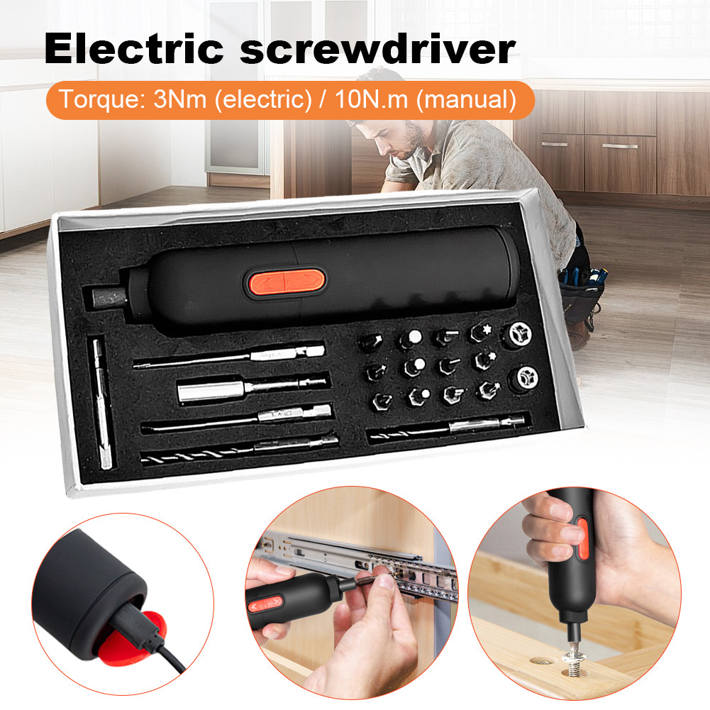 Electric Screwdriver Set 2000mAh Battery Cordless Screwdriver LED Light ...