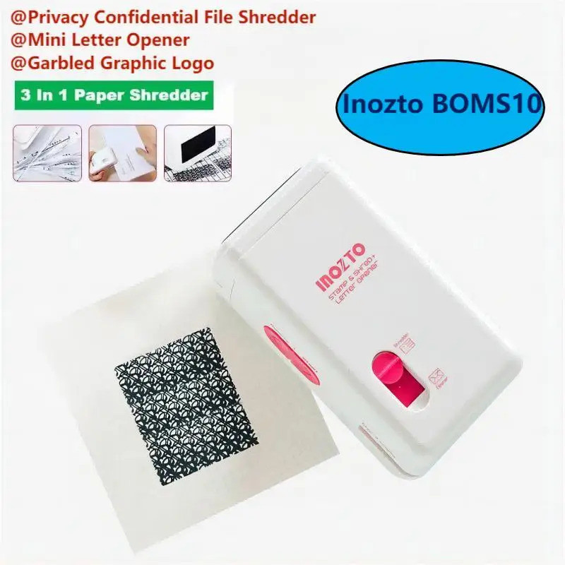 Inozto Boms10 3 In 1 Shredded Paper +garbled Ink Stamp+letter Opener ...