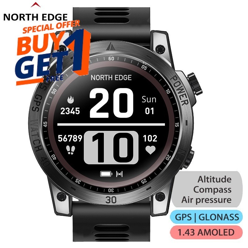North Edge Cross Fit3 1.43 Inch Amoled Screen Gps Compass Altimeter ...