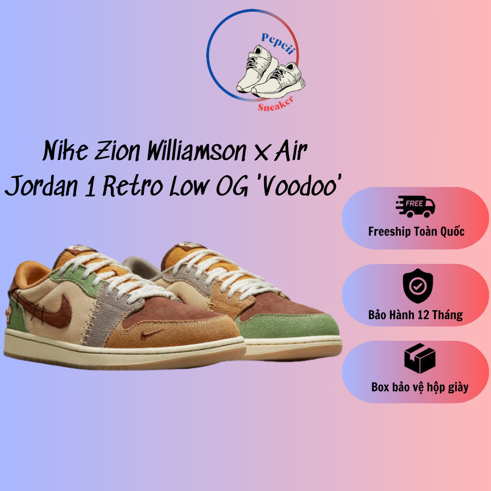 Air Jordan 1 Retro Low OG Zion Williamson Voodoo Sneakers, Men Women ...