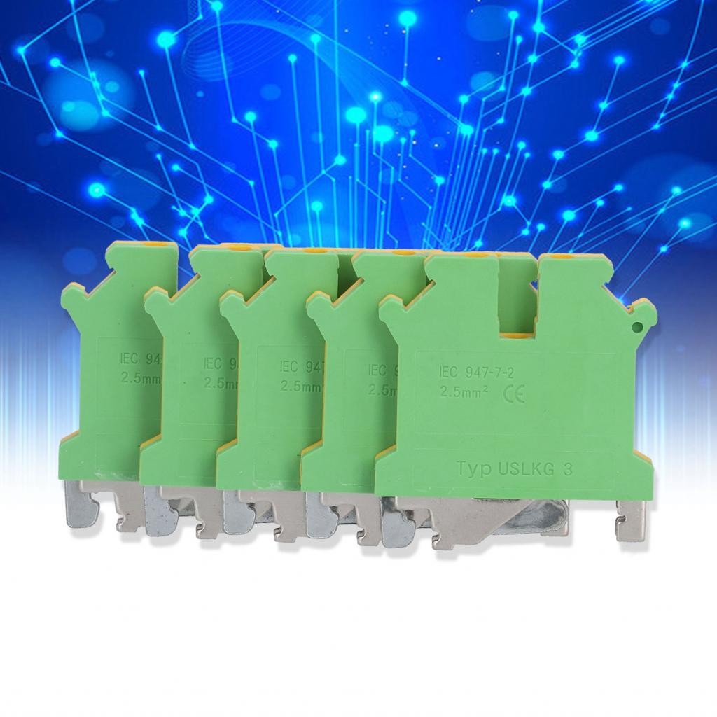 Ground Terminal Pure Copper Yellow Green Flame Retardant DIN Rail ...