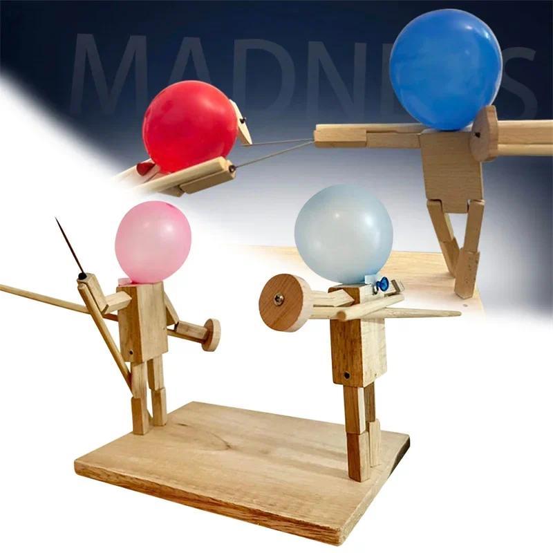 Balloon Bamboo Man Battle Handmade Wooden Feting Puppets Wooden Bots ...