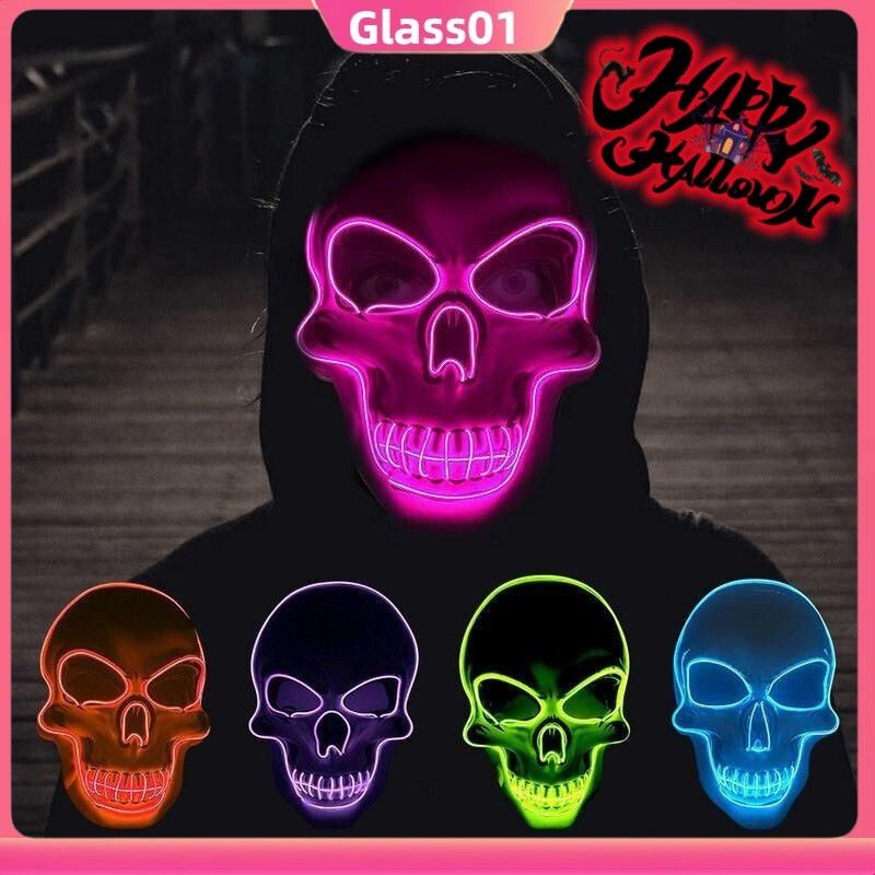 Halloween Horror Skull Mask With LED Cold Light Mask Led Halloween ...