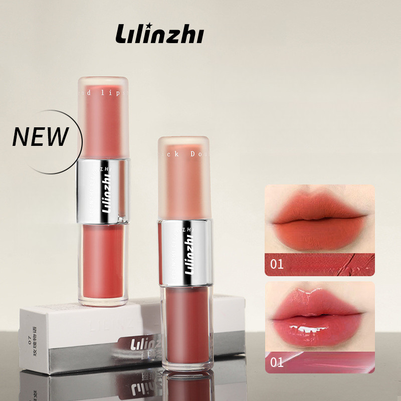 LILINZHI Lip Glaze Double-Ended Design Matte Mirror Surface Soft Mist ...