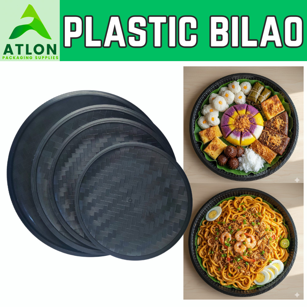 ATLON 10 Pieces 9/10/12 Inch Plastic Bilao Black Reusable - Made of ...