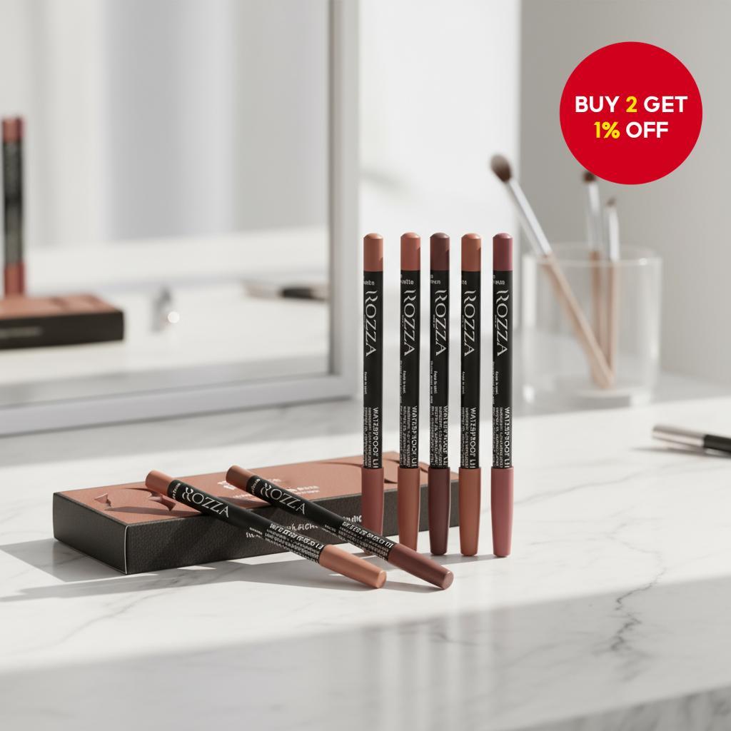 ROZZA Nude Lip Liner Set: 6pcs, Water-Resistant, Matte, Squalane ...
