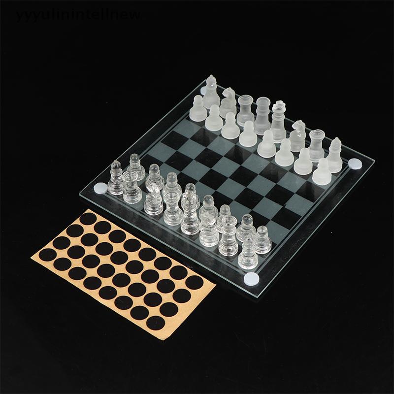 【LMPH】 1Set Craft Crystal Glass Chess Set Acrylic Chess Board Anti ...