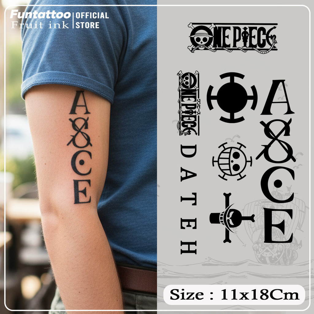 ACE x DEATH Jolly Roger Fruit Ink tattoo long lasting 15 days ...