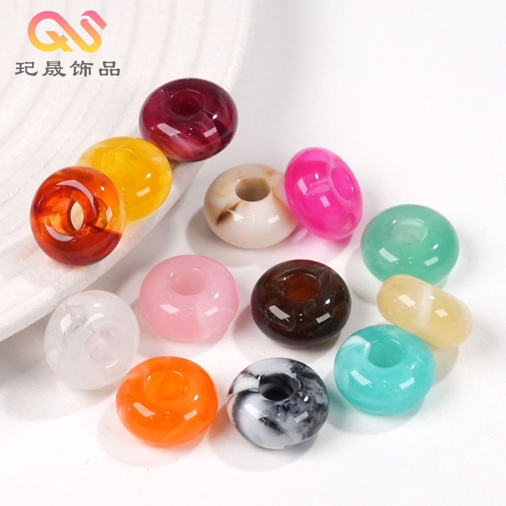 Faux Jade Cloud Two-Color Large Hole Abacus Beads 5pcs DIY Phone Charm ...