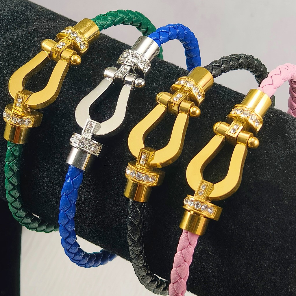 10.23 U-Shaped Bracelet Fred Micro-Inlaid Half Brick Leather Cord ...
