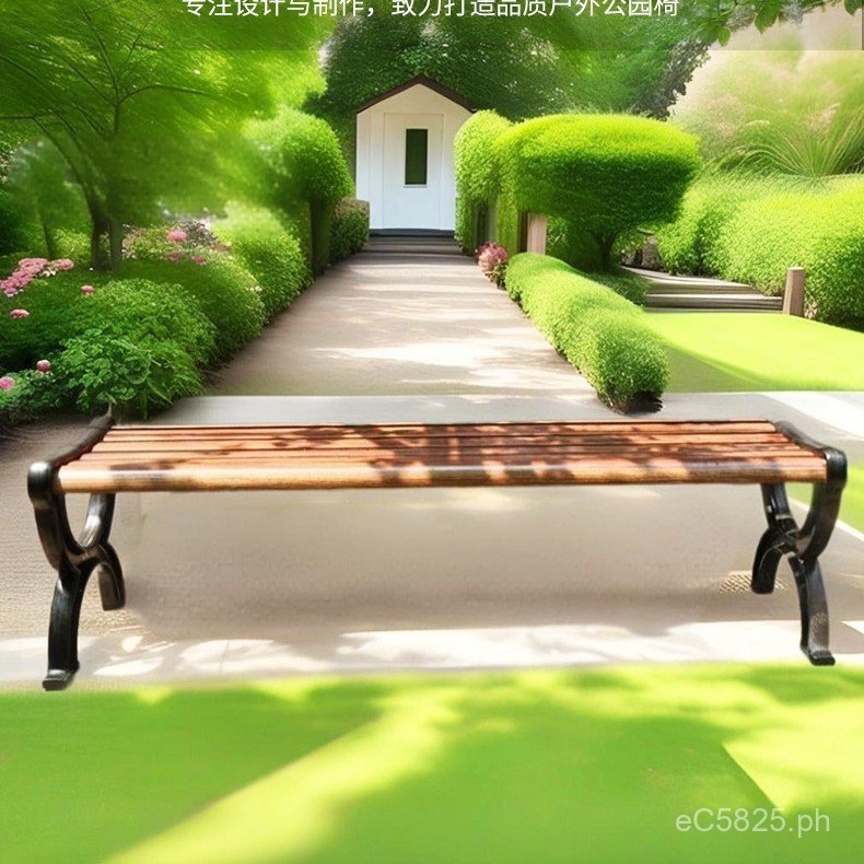 Outdoor Park Court Bench Flat Bench Long Bench Solid Wood Grandstand ...