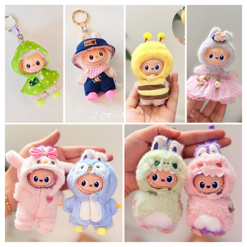 10cm Mini LABUBU Vinyl Pendant Cartoon Dinosaur Bee Clothes Doll ...