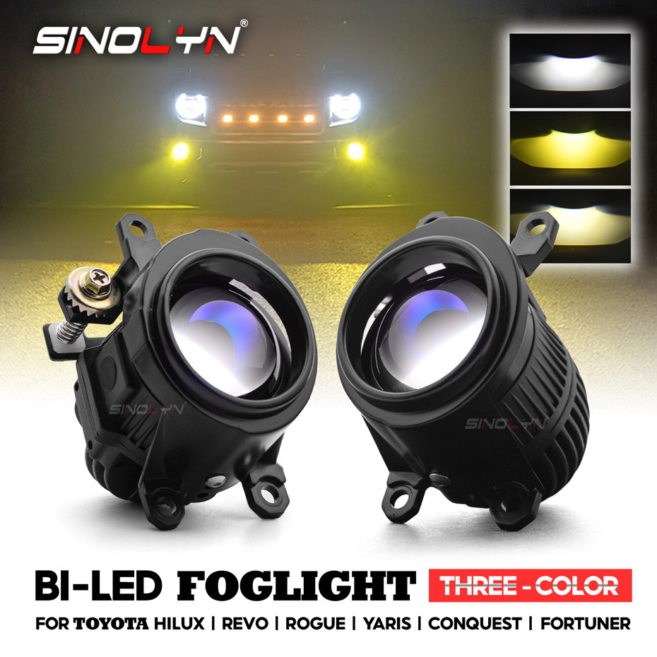 2 Inch Blue Bi LED Projector Lens Fog Lights Tri Colors For Toyota ...