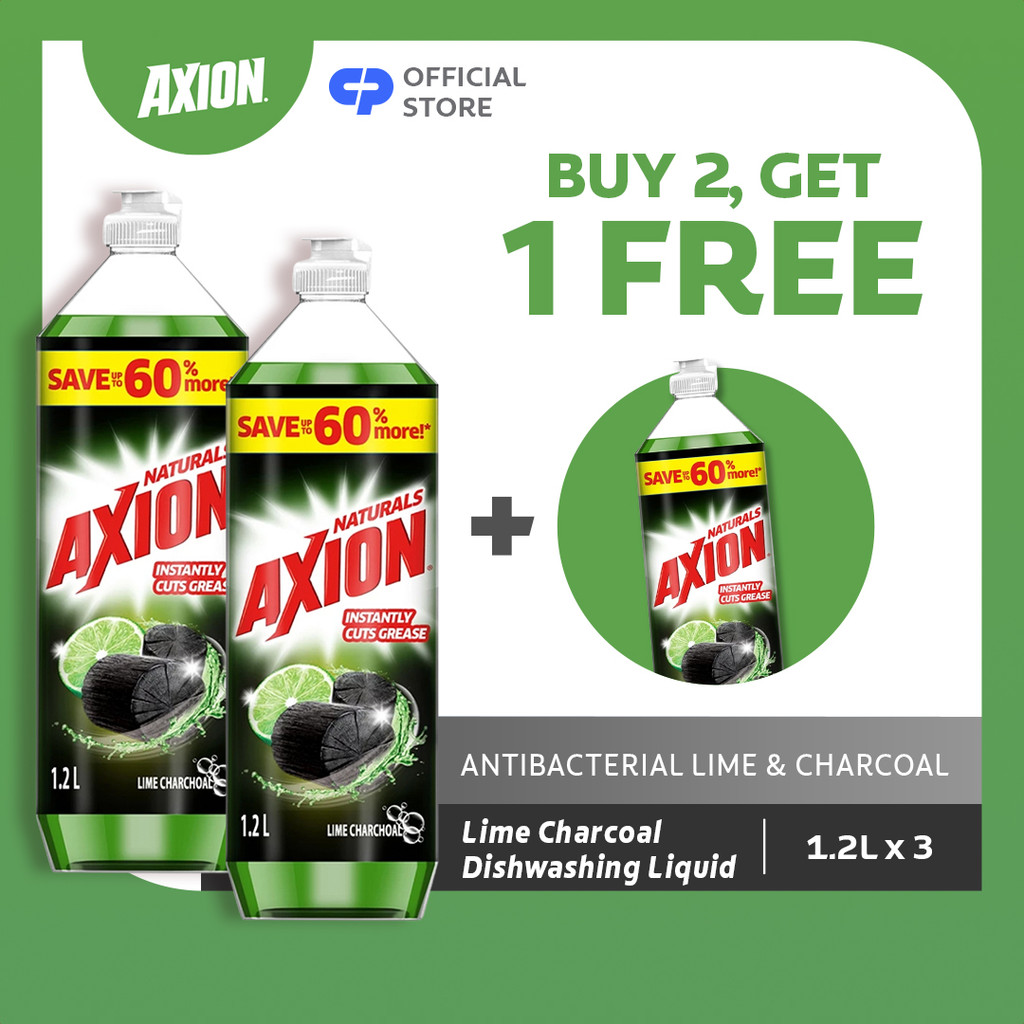 [BUY 2, FREE 1] Axion Naturals Lime Charcoal Antibacterial Dishwashing ...