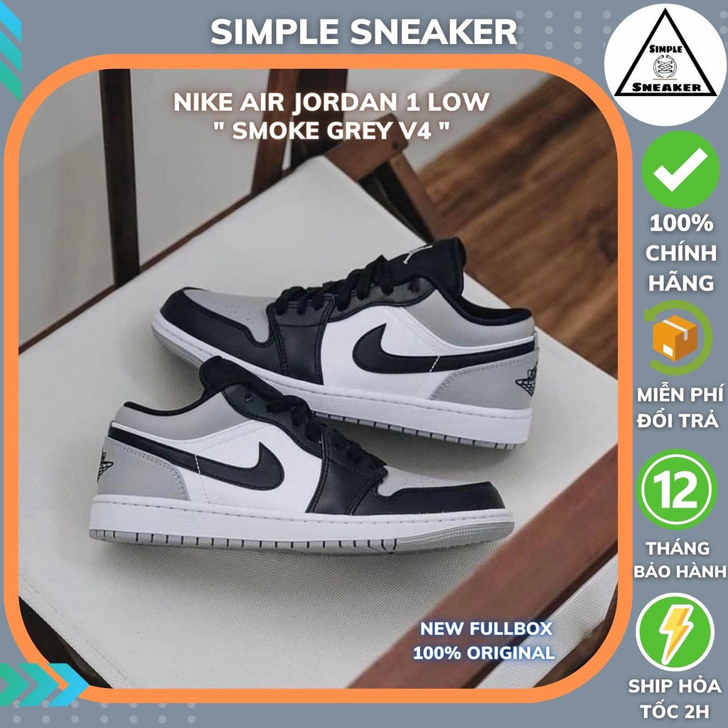 Original Nike Jordan 1 low smoke Grey men's shoes simple sneakers Air ...