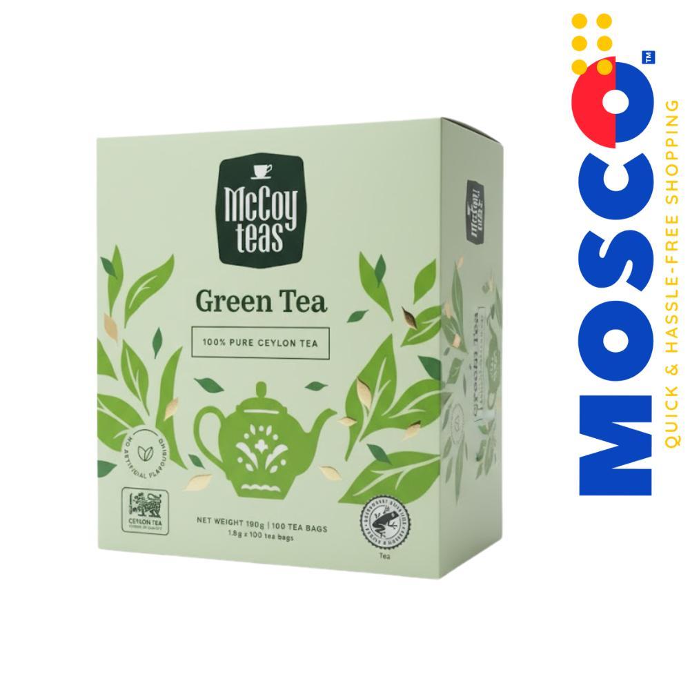 McCoy Teas Green Tea 100% Pure Ceylon Tea 180g - 100 Tea Bags for Pure ...