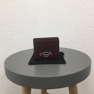 #Dior Wallet in burgundy High-quality Calfskin Wallet，Low-key logo ...