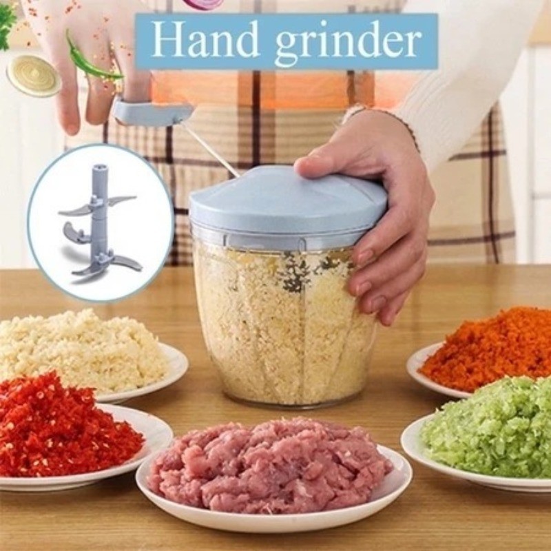 Hand Chopper Manual Rope Food Processor with Pounding Garlic Cutting ...
