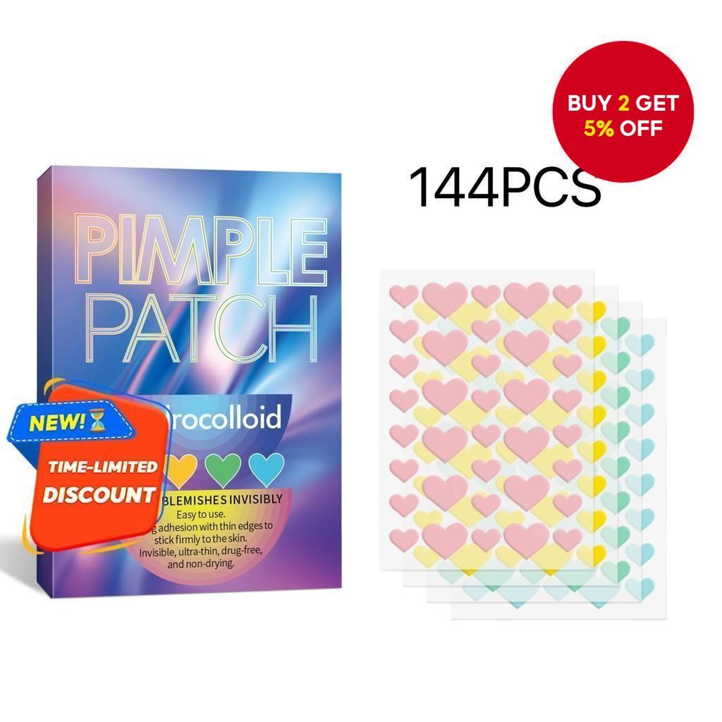 144 Pcs Heart Shaped Pimple Patches - Colorful Invisible Acne Stickers ...