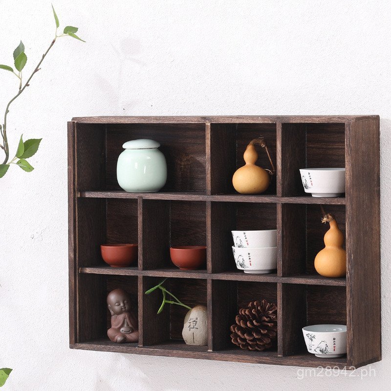 Wall Hanging Duobao Ge Solid Wood Tea Set Rack Tea Set Storage Cabinet ...