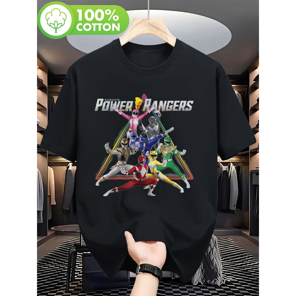 Men'S Plus Size Power Rangers Retro Graphic T-Shirt - Black Short ...