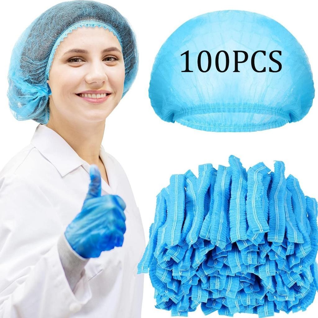 100 pcs Disposable Hairnet Head Cap Net Hair Cover Non Woven Cap hood ...