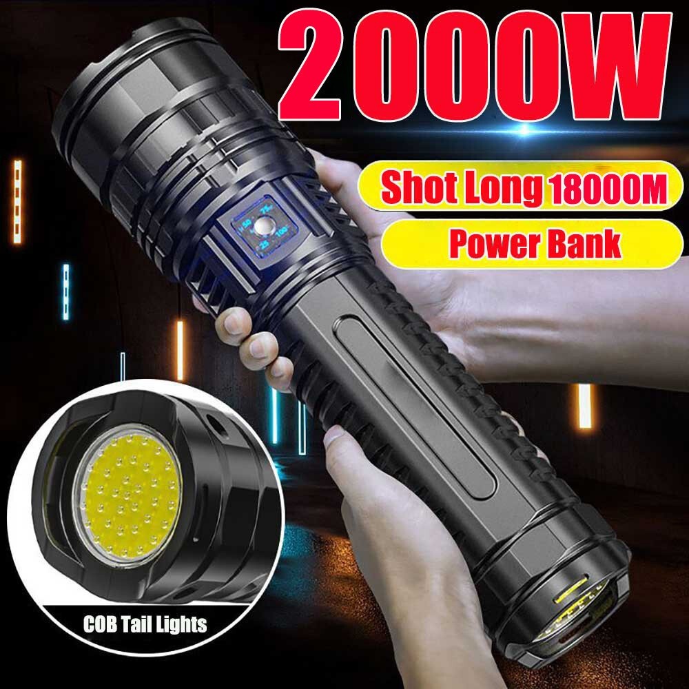 10000000LM Ultra Strong Flashlight White LED + COB Outdoor Extra ...