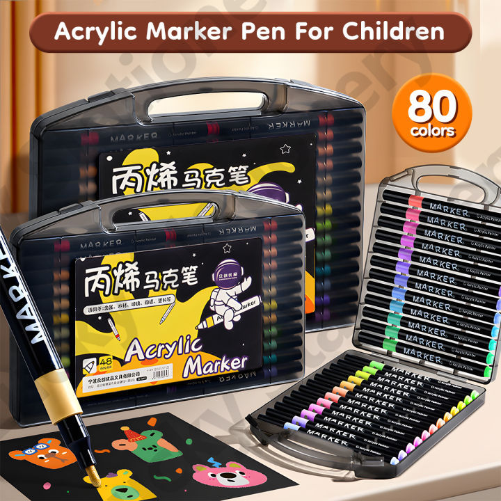 60/80 colors Box-packed Acrylic Marker Pen Set Colored Pen Coloring set ...