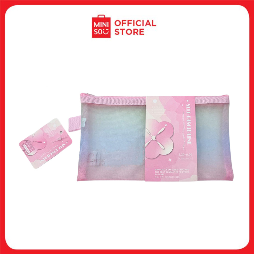 MINISO A6 Gradient Single-layer Mesh Stationery Case (Gradient Pink ...