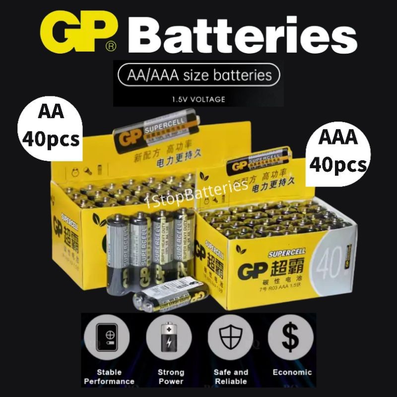 GP SUPERCELL Super Heavy Duty AA / AAA 1.5V Carbon Zinc Batteries ...