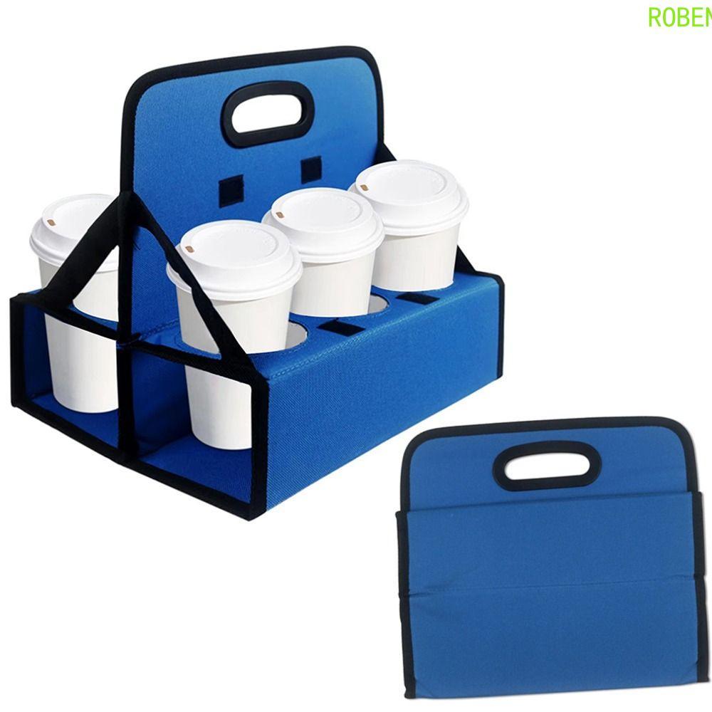 ROBEN Foldable Cup Carrier, Holds 6 Cups Solid Base Take Out Drink ...
