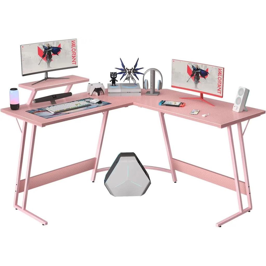 Shaped Gaming Desk Computer Corner Desk Pc Gaming Desk Table W/ Large ...