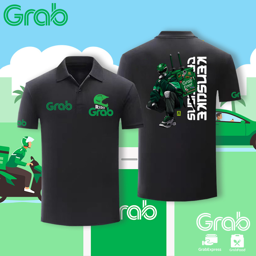 Polo Grab Food Rider Baju Classic Short-Sleeved Shirt top Delivery ...