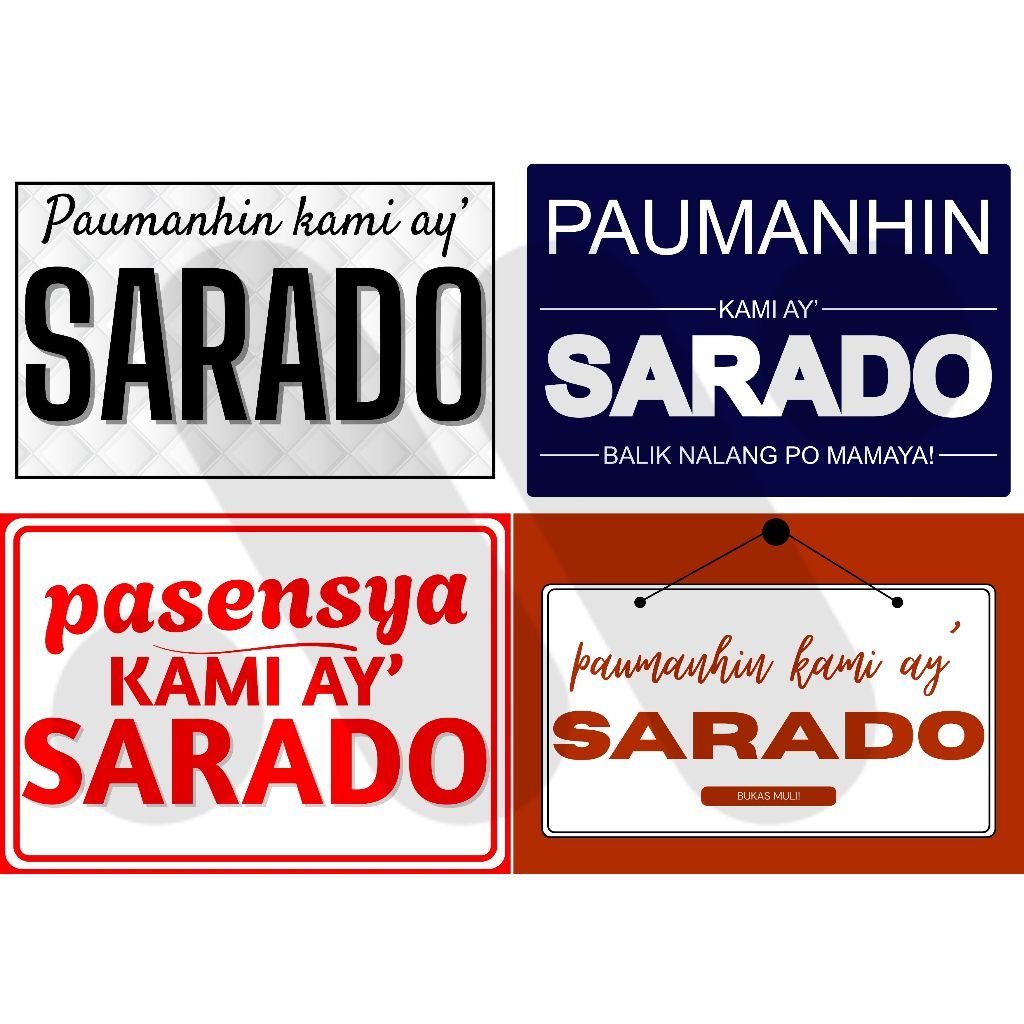 SARADO Signage A4 Landscape | Laminated Filipino Closed Business ...