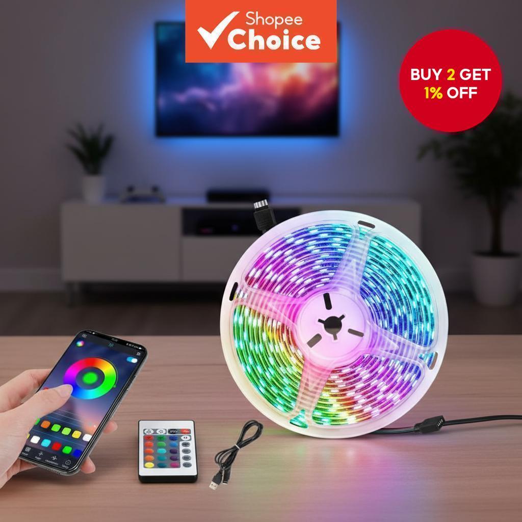 USB LED Strip Lights 5050 RGB 16 Colors Remote Control for Bedroom ...