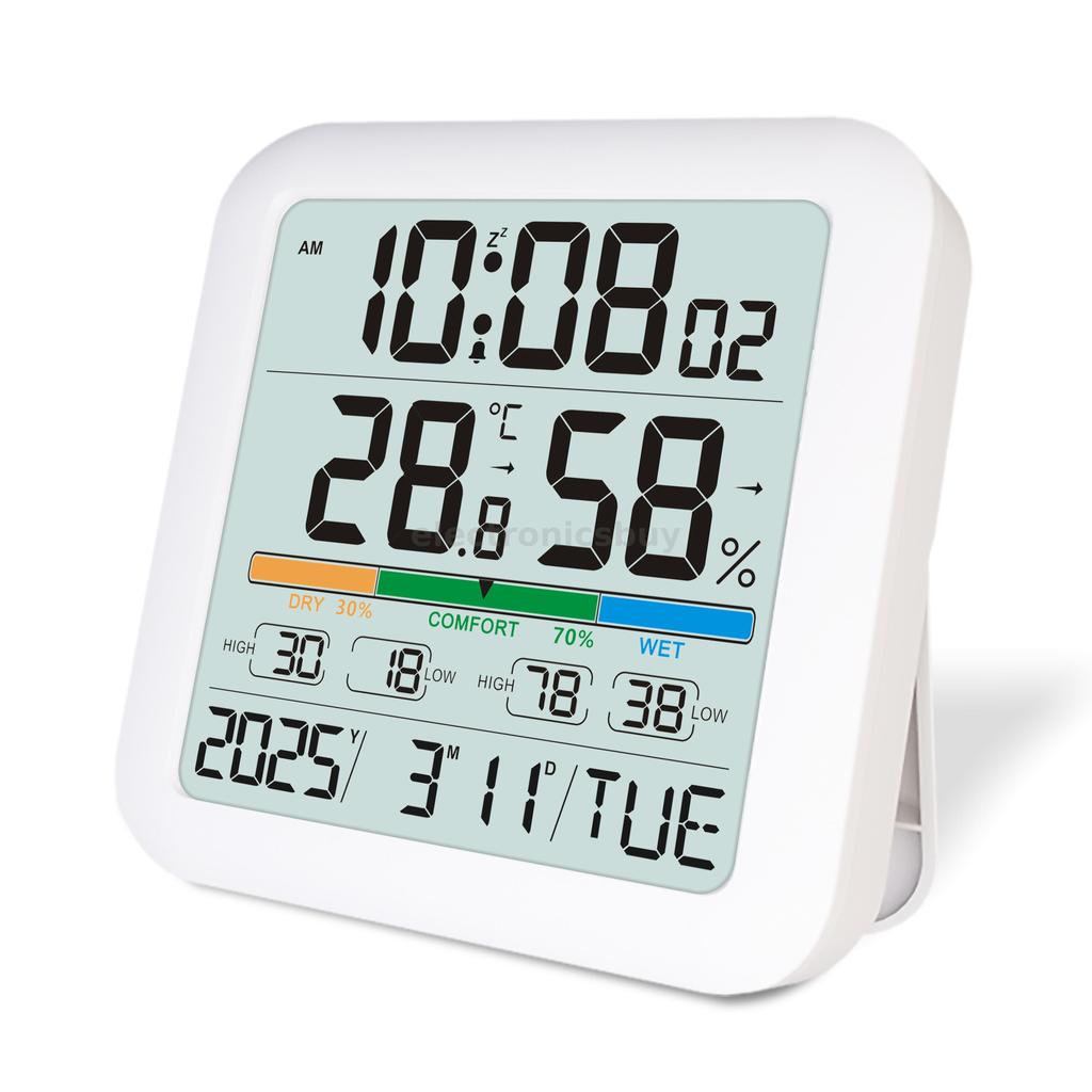 TS-8080 Large Screen Digital Thermometer Hygrometer Alarm Clock with ...