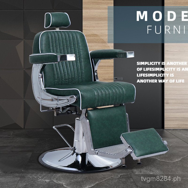 Vintage Reclining Rotating Barber Chair for Men, Oil Head Salon Special ...