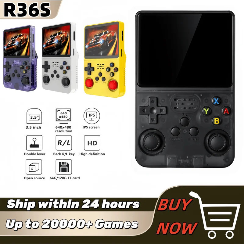 R36S Retro Handheld Video Game Console 3.5 Inch IPS Screen 128GB ...