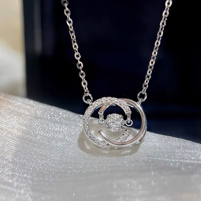 Double C Beating Heart Pendant Letter Necklace Niche Design High-End ...
