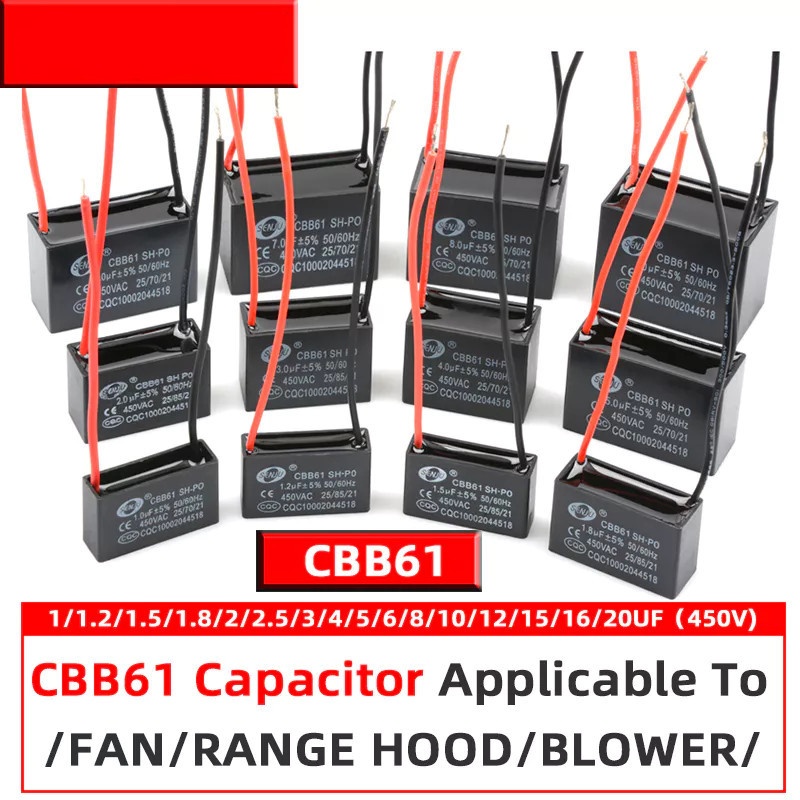 CBB61 450V Start Ceiling Fan Capacitor Electric Fans 0.8-10 UF Motor ...