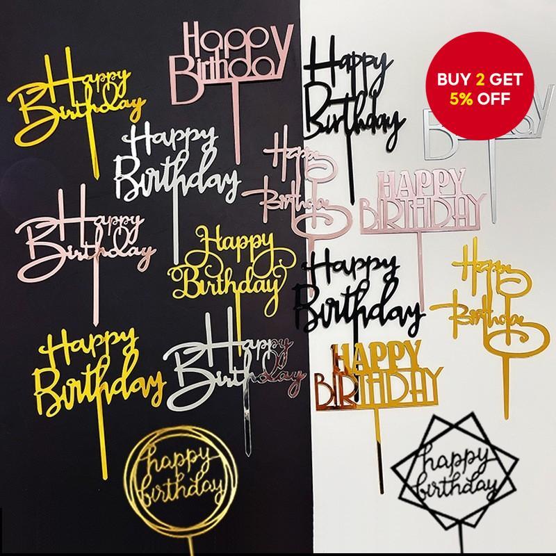 Ten Happy Birthday Acrylic Cake Toppers For Themed Parties | Shopee ...