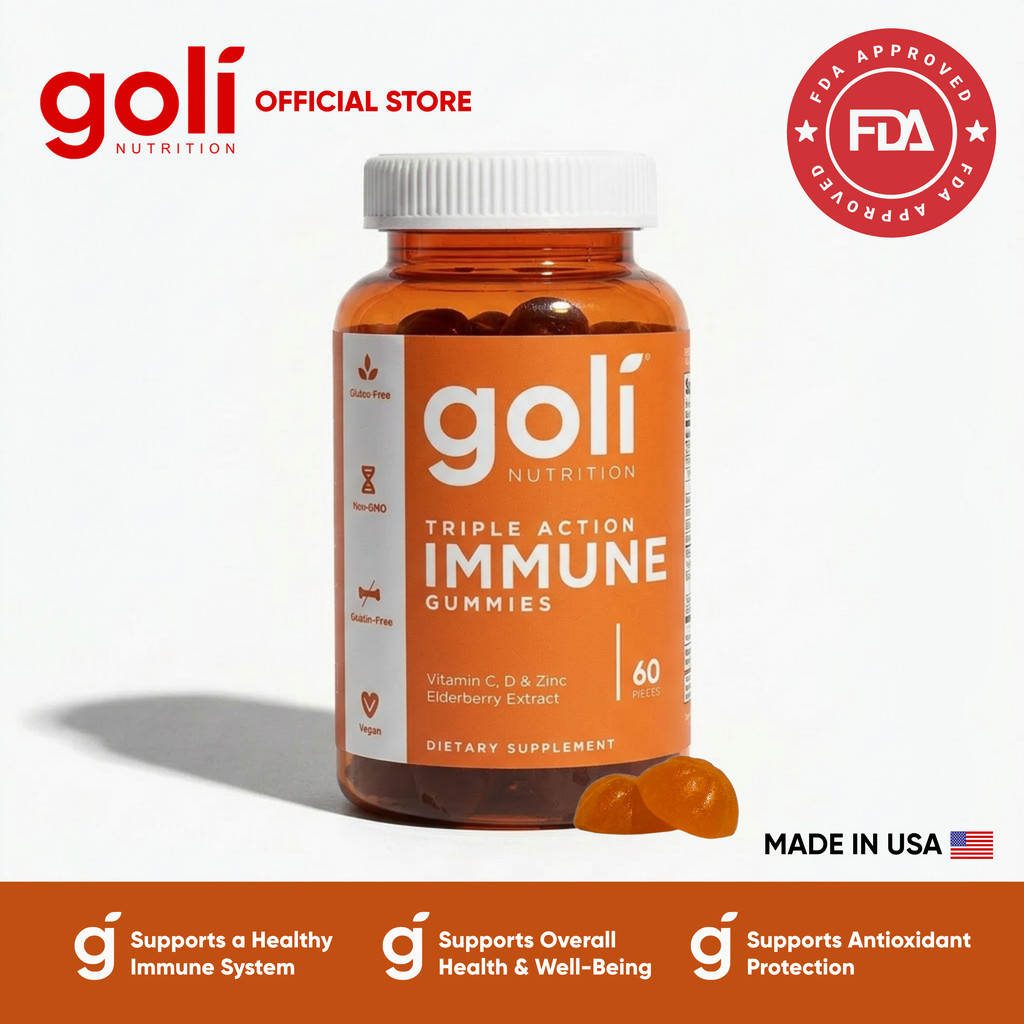 Goli Nutrition Triple Action Immune with Vitamin C, D & Zinc that Helps ...