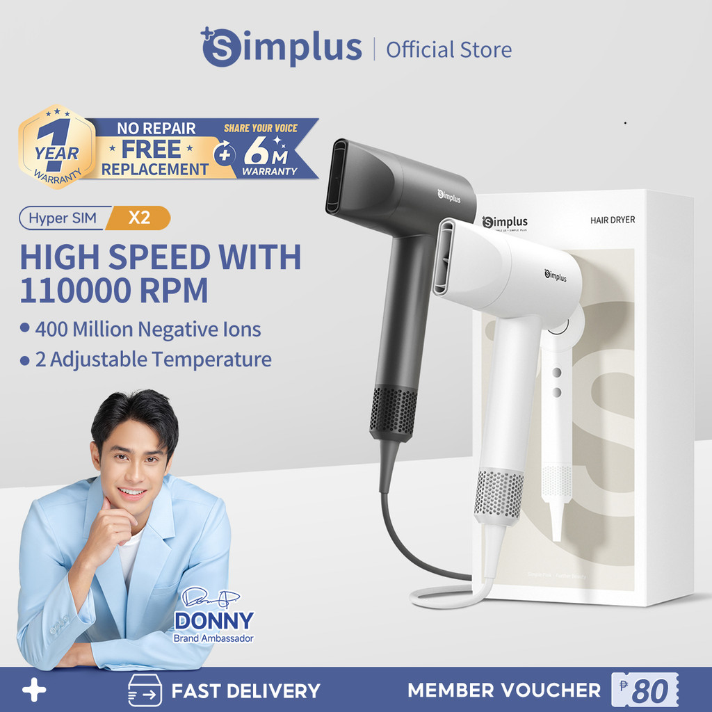 Simplus Hair Dryer 110000rpm Motor 3 Temperature Modes 2 Wind Speeds ...