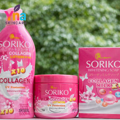 SORIKO Collagen Lotion 500ml/ Lotion 250ml/ Milk Collagen Soap 80G ...